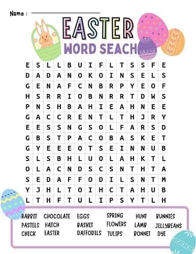 Free Easter Word Search Printable