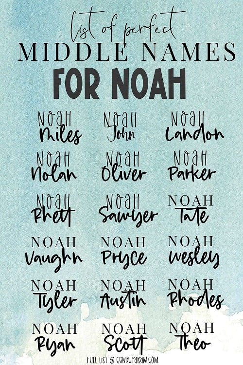  350 Best Middle Names For Noah Cenzerely Yours